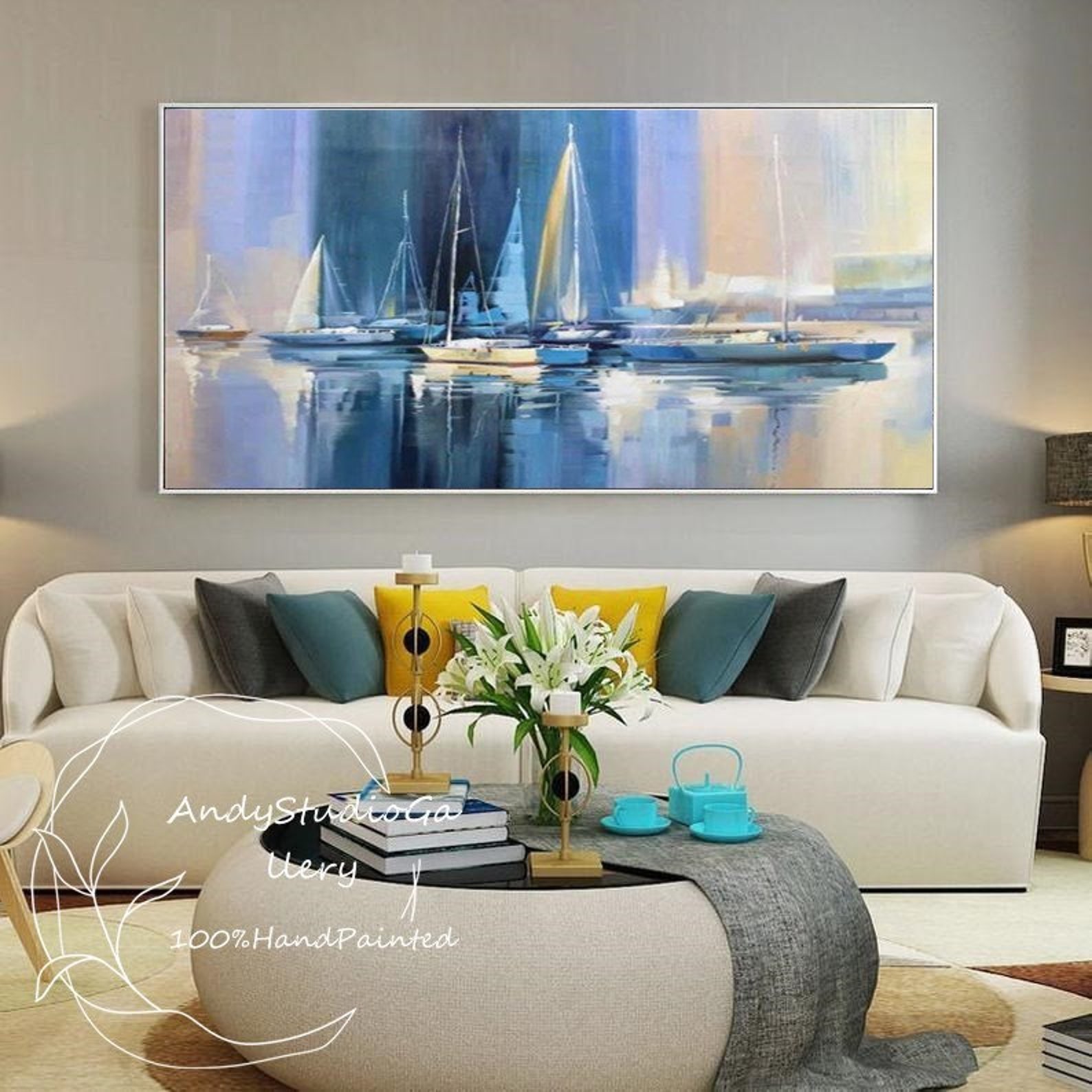 Large Abstract Sailboat Oil Painting on Canvas Original - Etsy