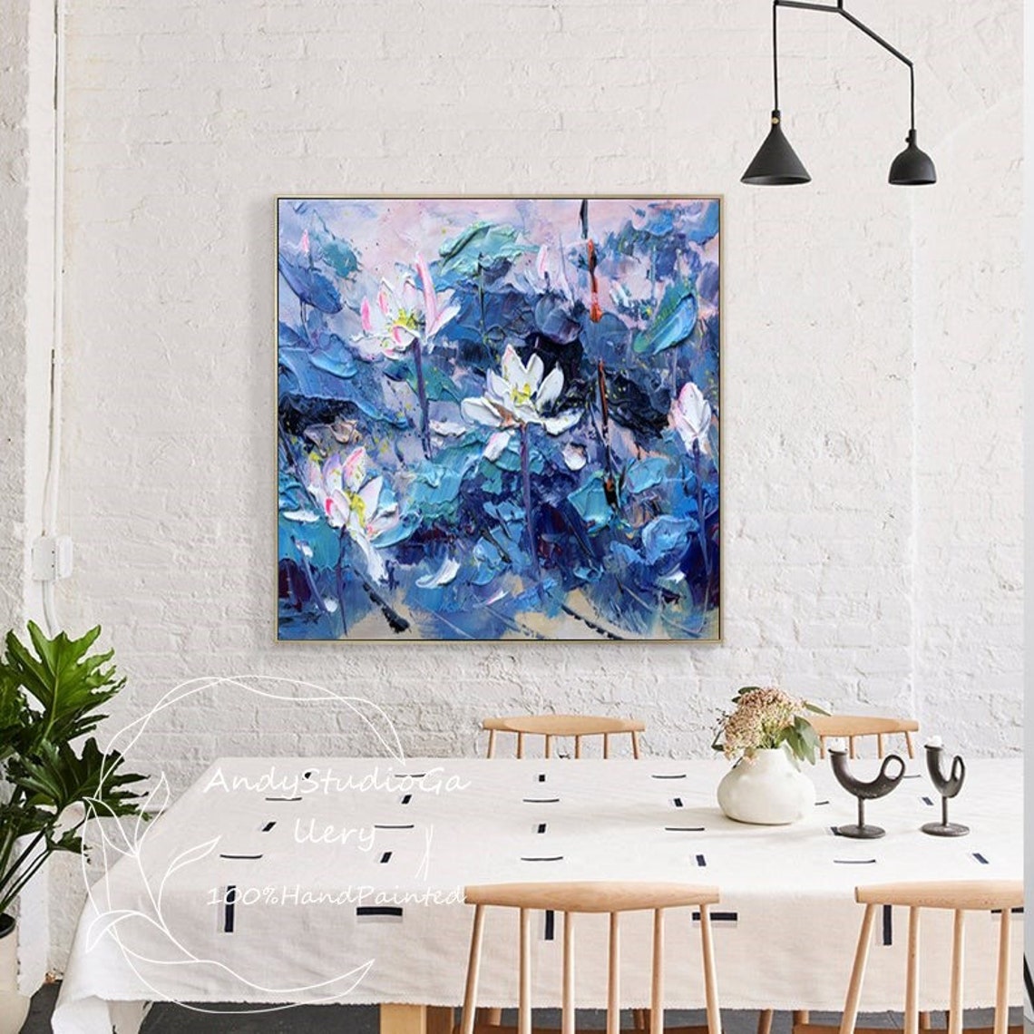 Abstract Lotus Flower PaintingOriginal Landscape Flowers | Etsy