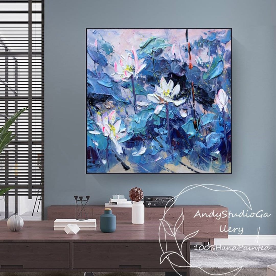Abstract Lotus Flower Painting,original Landscape Flowers Nature Art ...