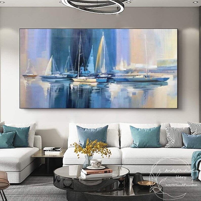 Large Abstract Sailboat Oil Painting on Canvas Original - Etsy