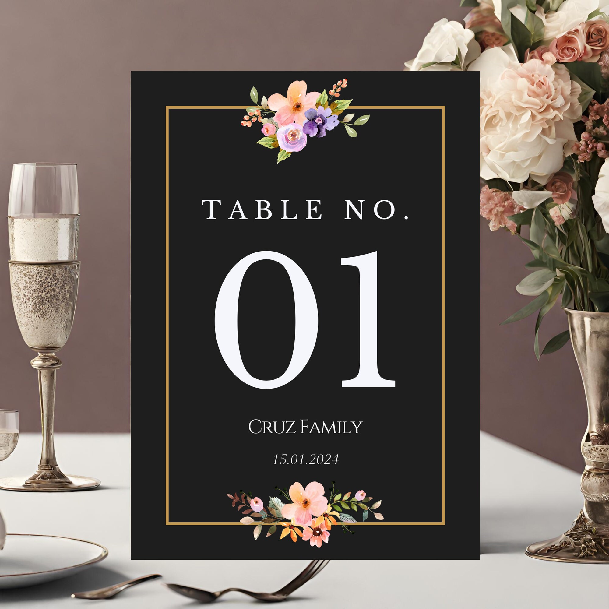Printable Table Numbers, Personalized Wedding Table Numbers, Customized ...