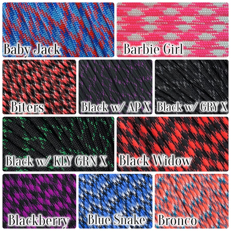 550 Paracord Multi Colors – 10, 25, 50, and 100 Foot Hanks – Parachute ...