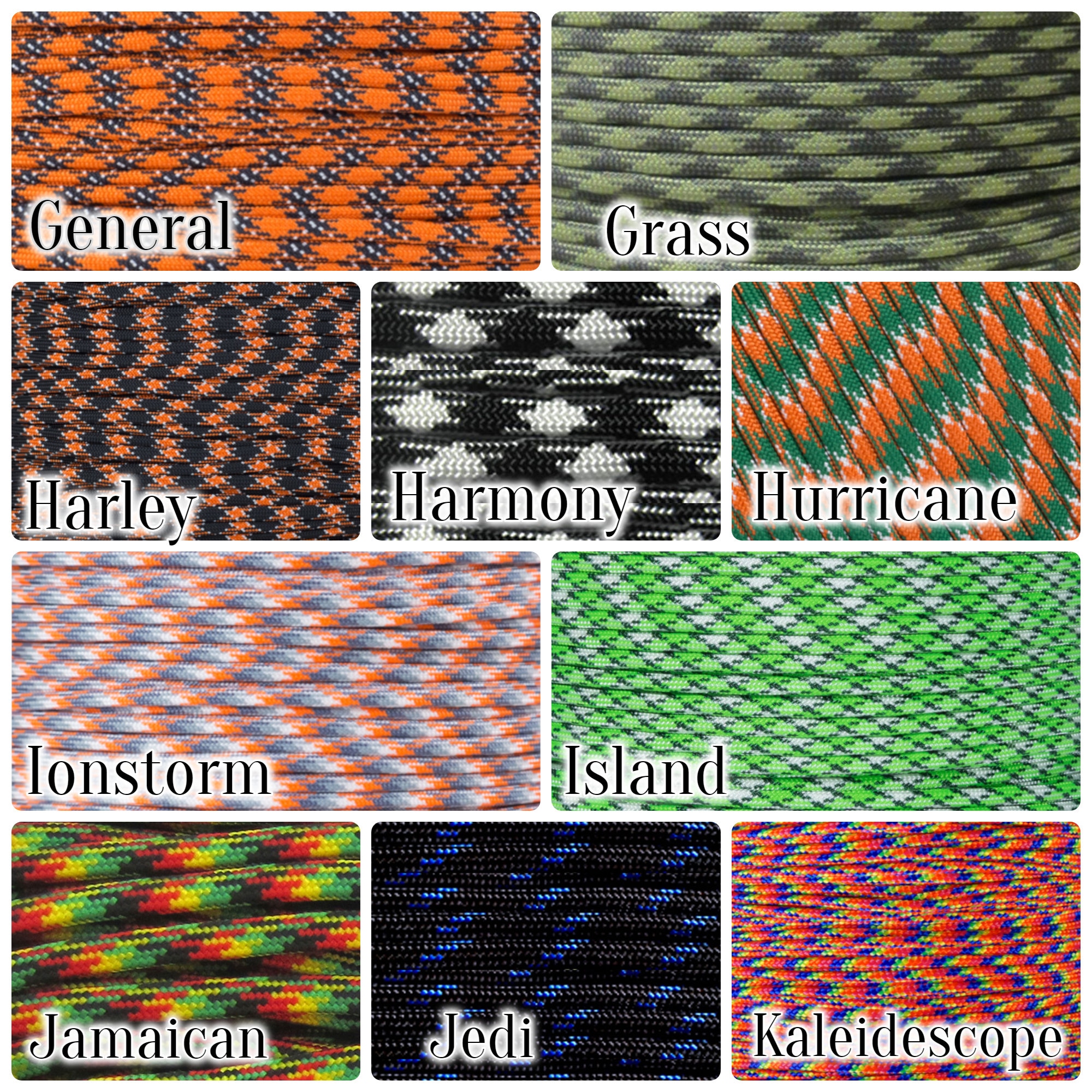 550 Paracord Multi-colored Cord – 10, 25, 50, and 100 Foot Hanks – Made ...
