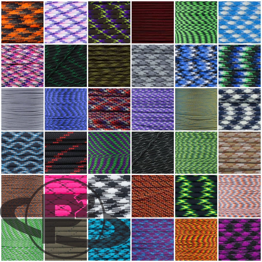 550 Paracord Multi Colors – 10, 25, 50, and 100 Foot Hanks – Parachute ...
