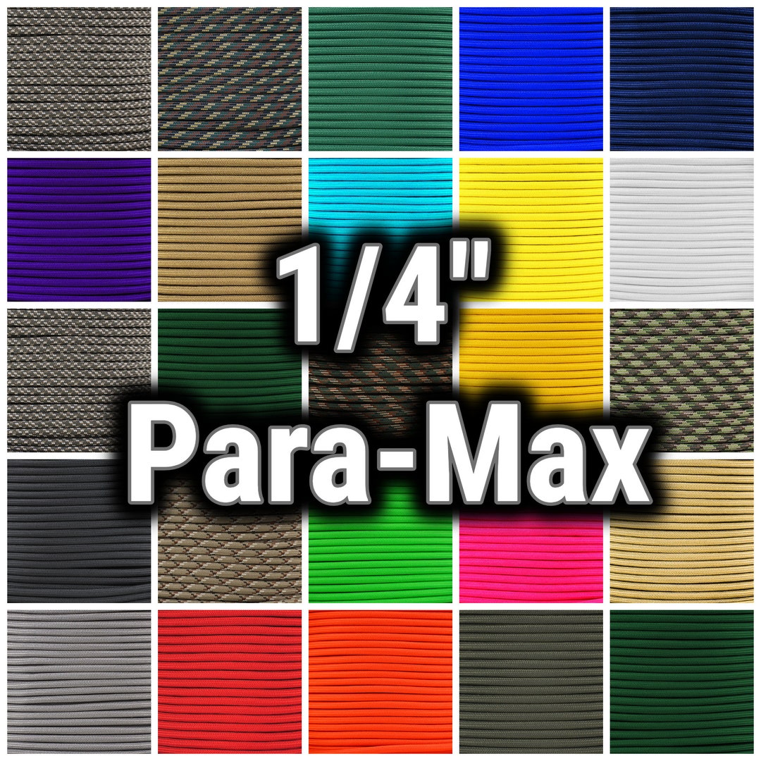 1/4-inch Para-max Paracord – Colorful Parachute Cord – 10, 25, 50, and ...