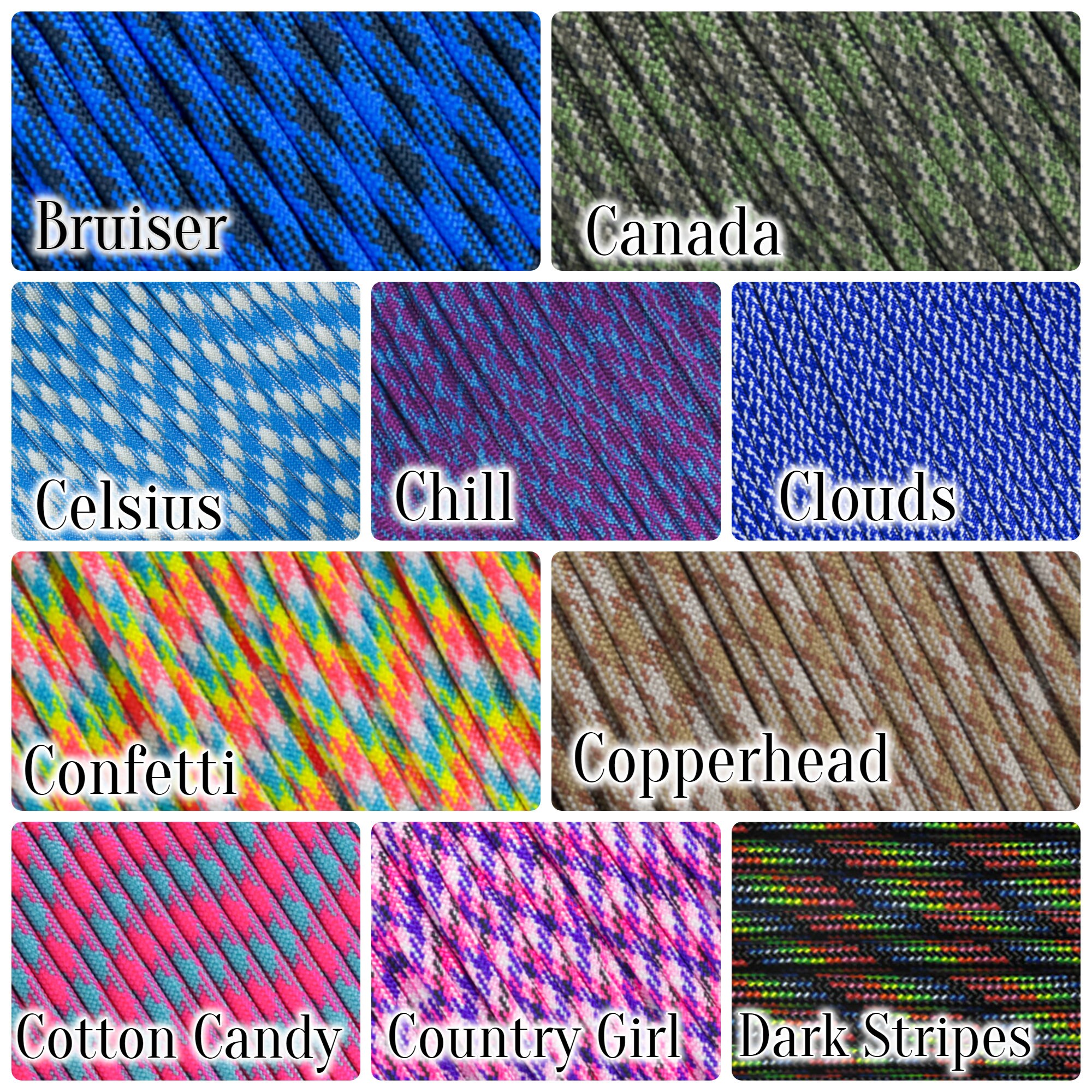 550 Paracord Multi Colors – 10, 25, 50, and 100 Foot Hanks – Parachute ...