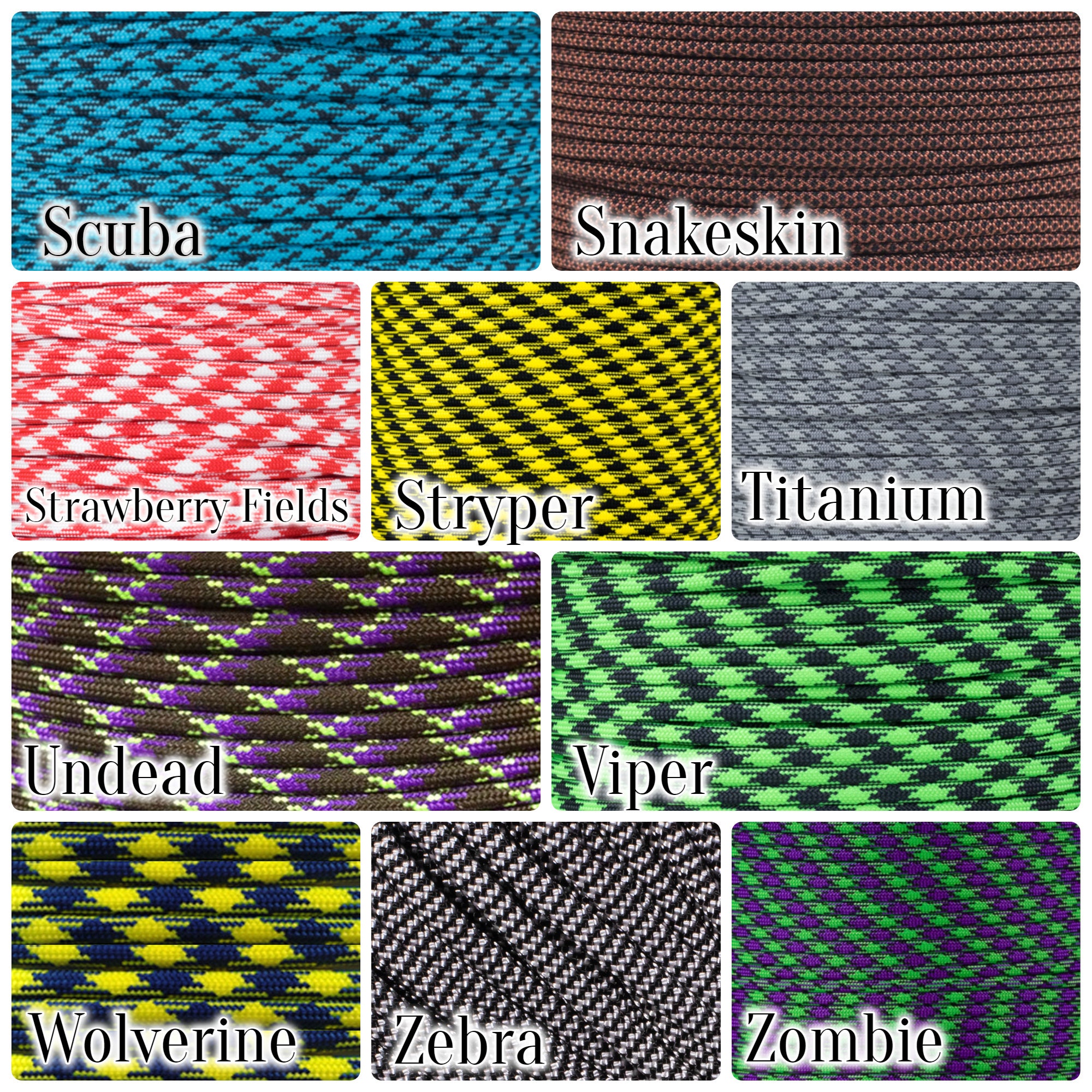 550 Paracord Multi-colored Cord – 10, 25, 50, and 100 Foot Hanks – Made ...