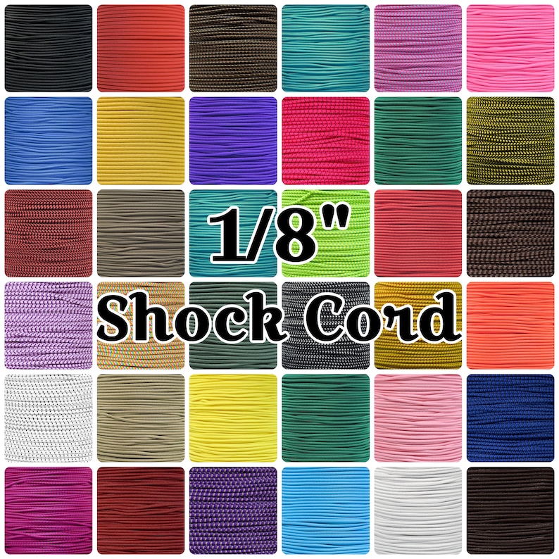 1/8” Shock Cord – 3mm Colored Elastic Cord – Various Lengths – Heavy ...