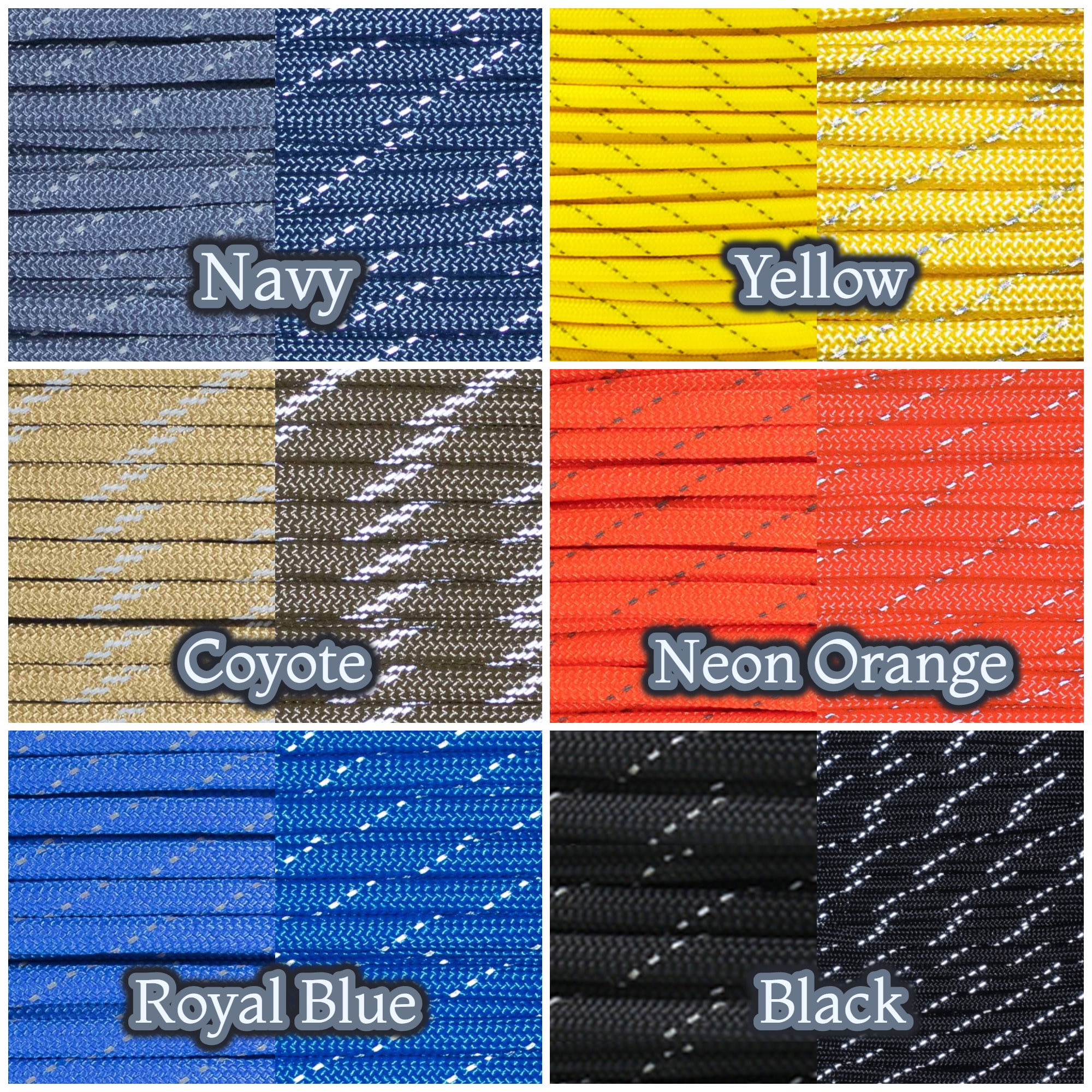 550 Reflective Paracord 10 25 50 and 100-foot Lengths - Etsy