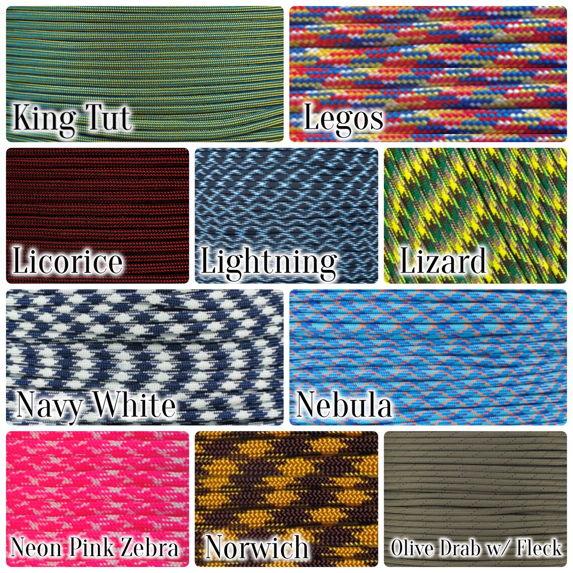 550 Paracord Multi-colored Cord 10 25 50 and 100 Foot - Etsy