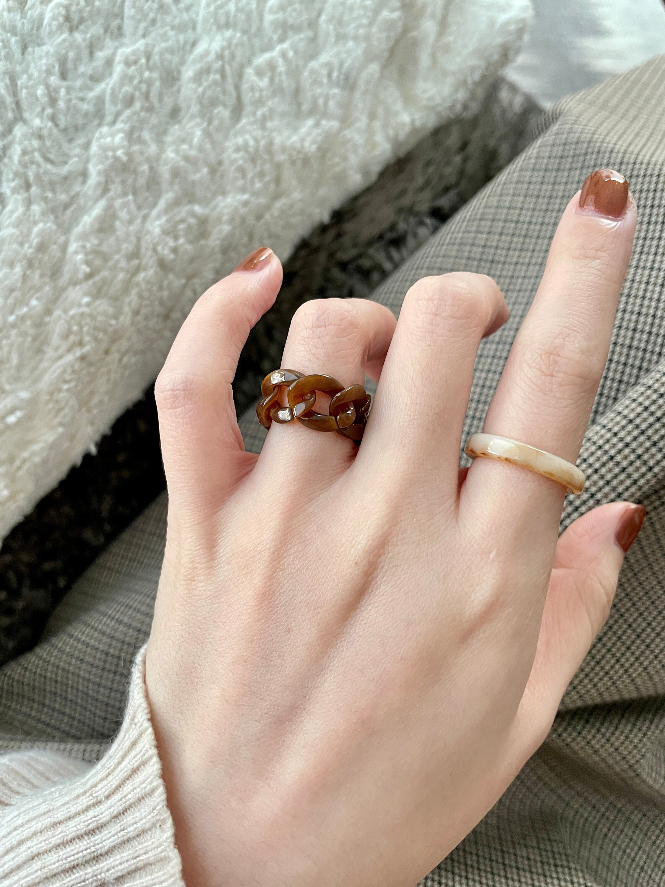 4pc Geometric Acetate Ring, Watercolor Acrylic Ring, Stacking Rings ...