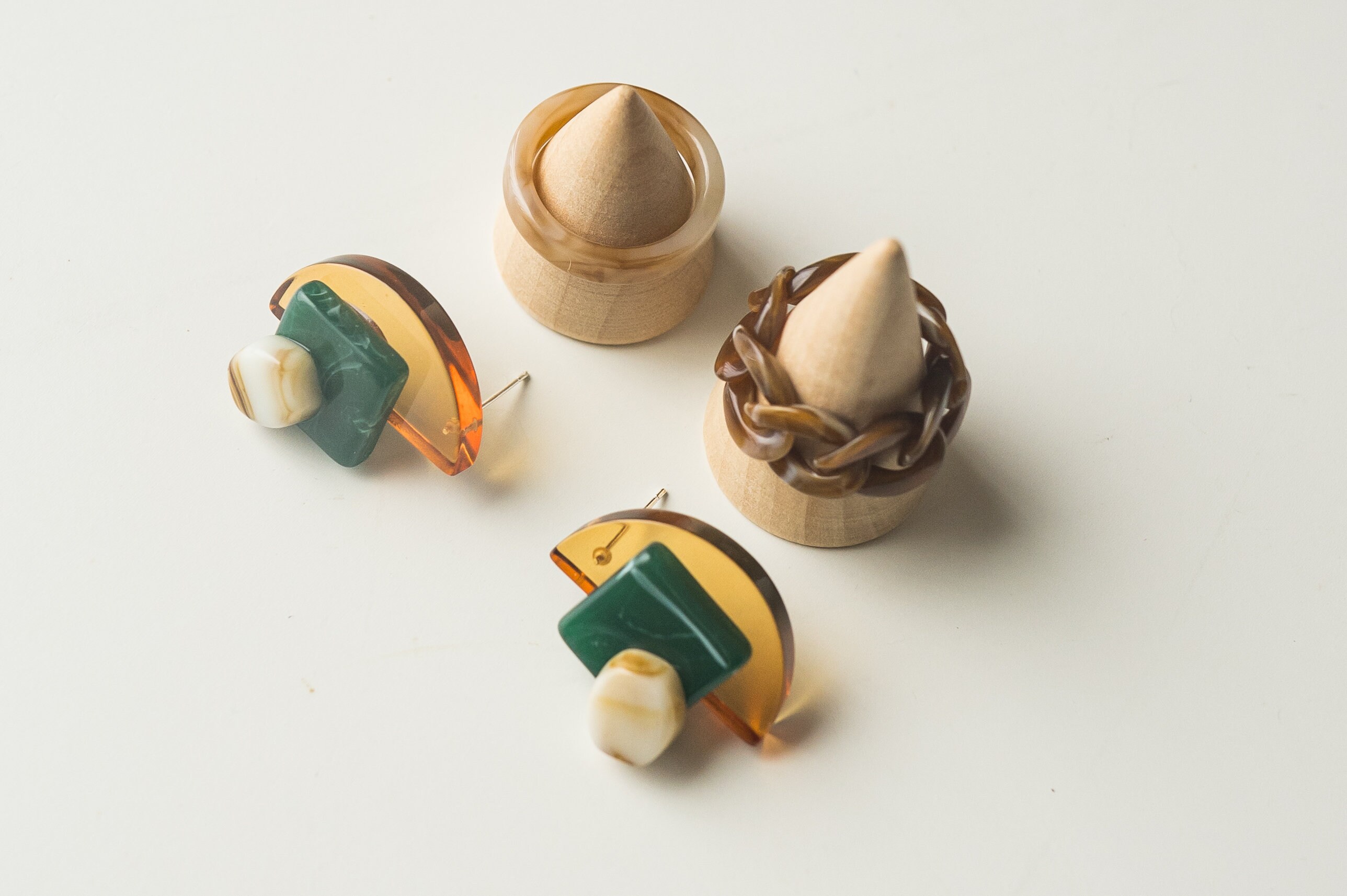 4pc Geometric Acetate Ring, Watercolor Acrylic Ring, Stacking Rings ...