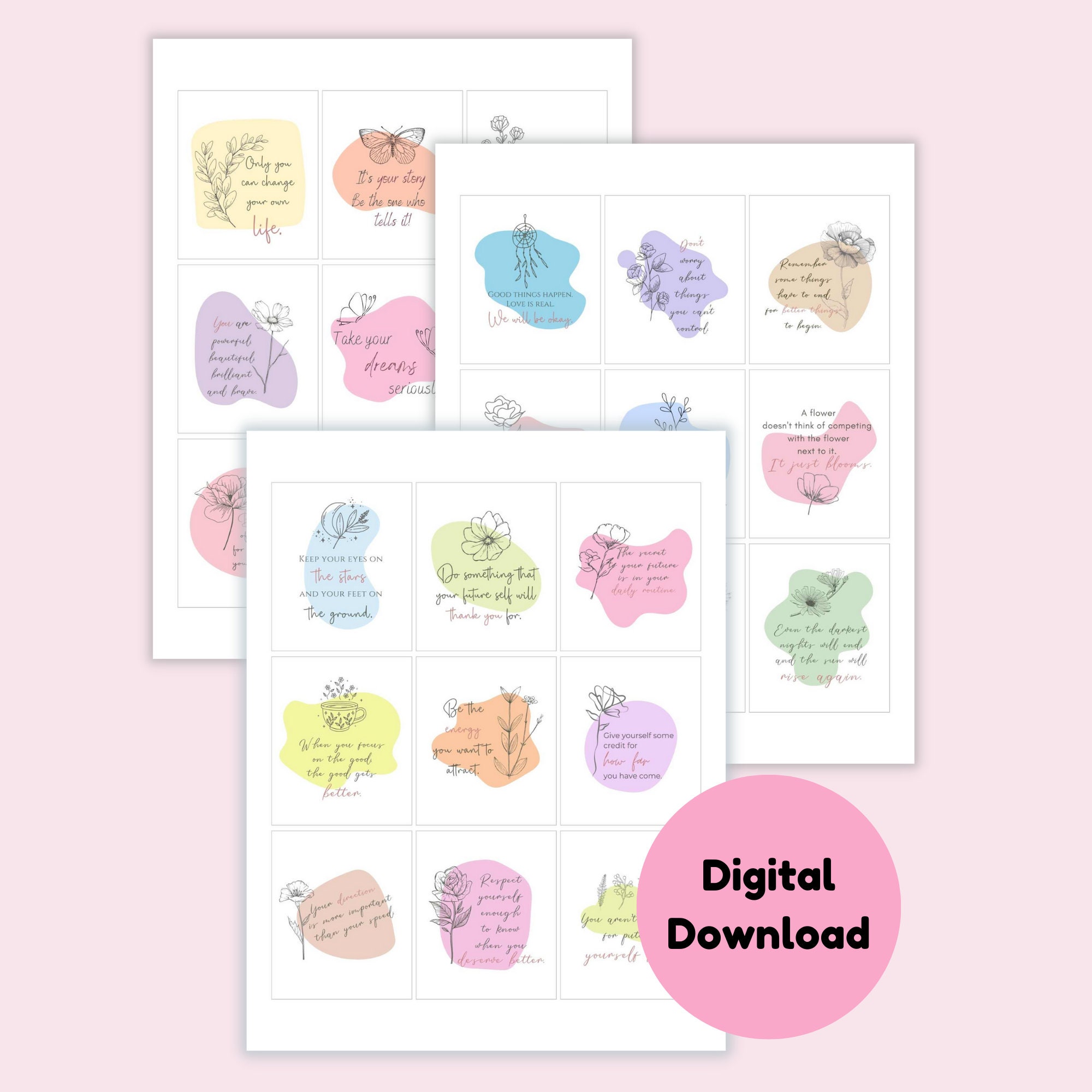 Self Love Positive Affirmation Card Deck, 27 Vision Board Printables ...