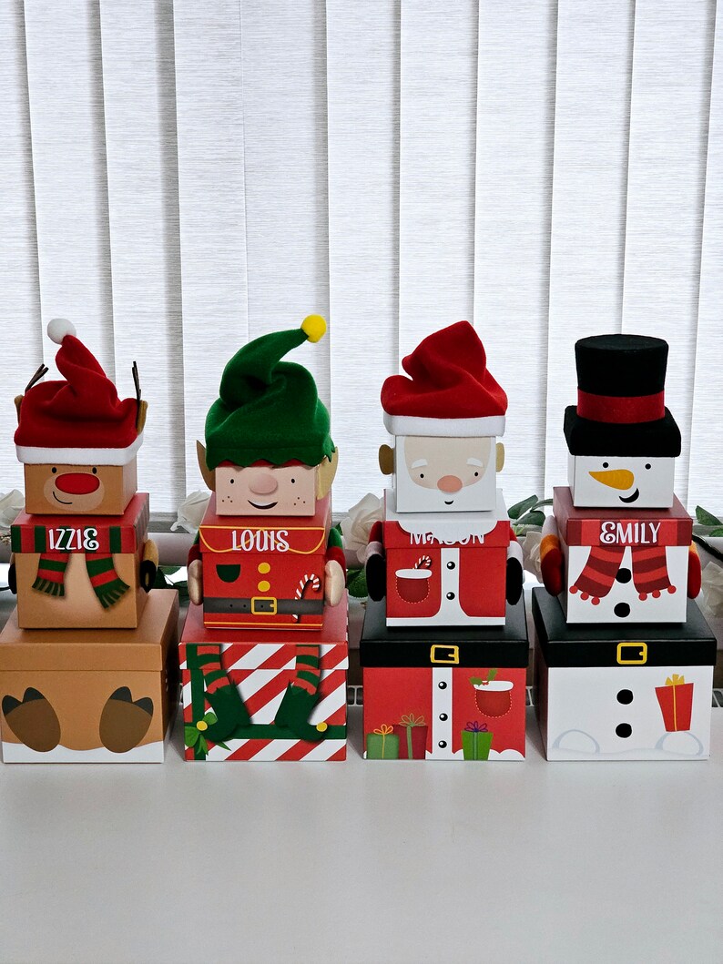 Personalised Christmas Boxes, Santa, Reindeer, Snowman, Elf, Christmas ...