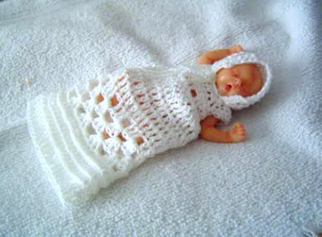 Micro Eyelet Gown,miniature Christening Gown,2piece Set,4" Silicone ...