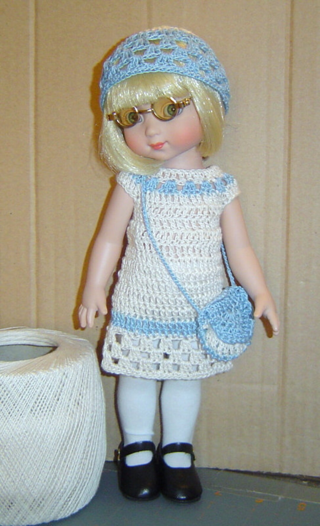 10" Blue Beige,granny Square Doll Clothes, Child Dolls,3pc Mercerized ...