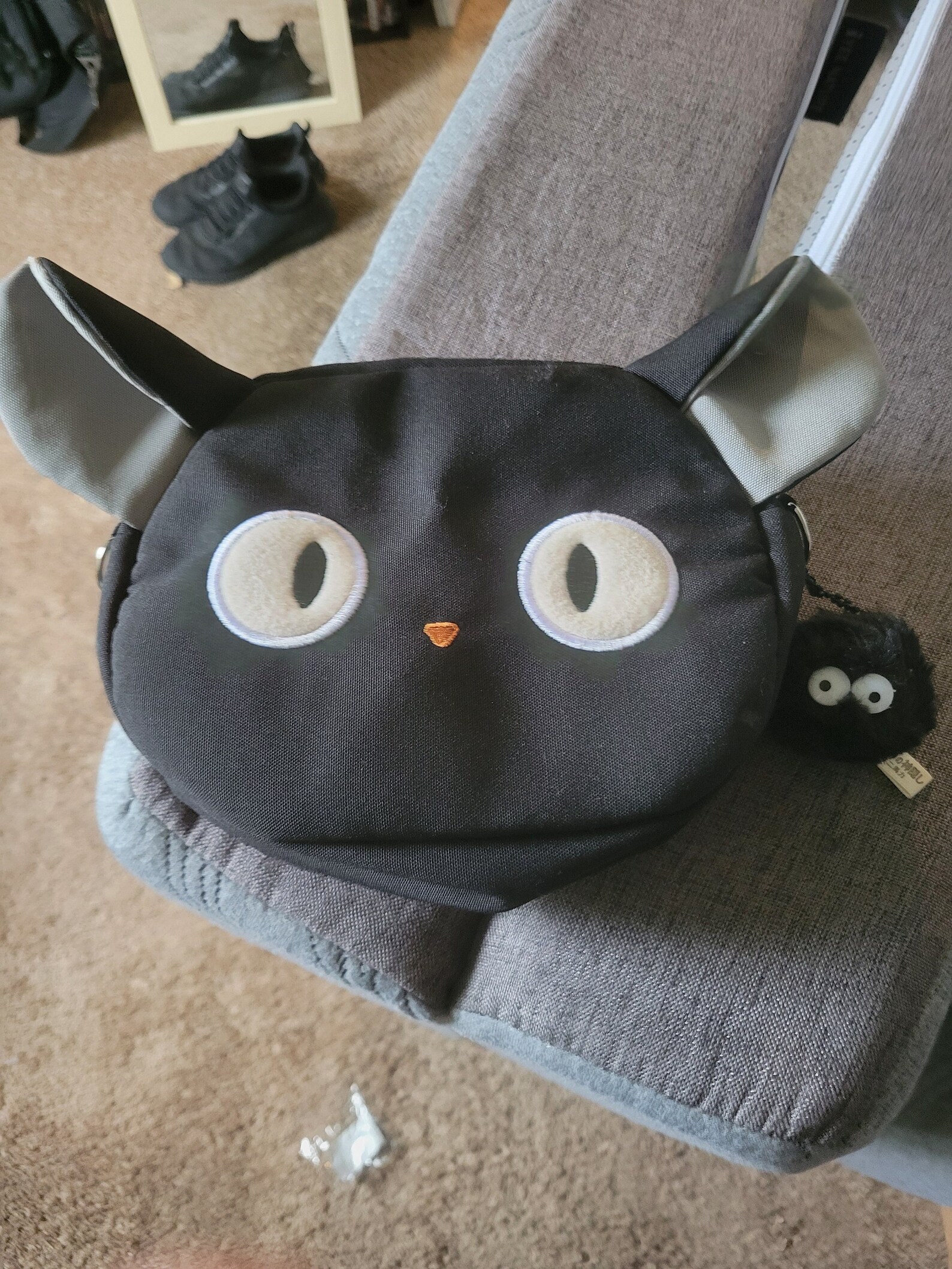 JIJI Black Cat Sling Bag W/ Soot Sprite Keychain Kiki Jiji Kiki ...
