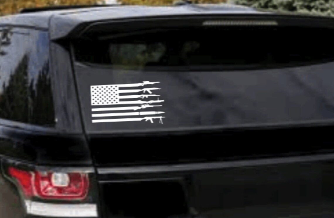 American Flag W/ Guns Vinyl Sticker Decal Car Window | Etsy