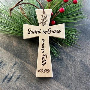 Personalized Wood Cross Ornament, Family Cross Christmas Ornament ...