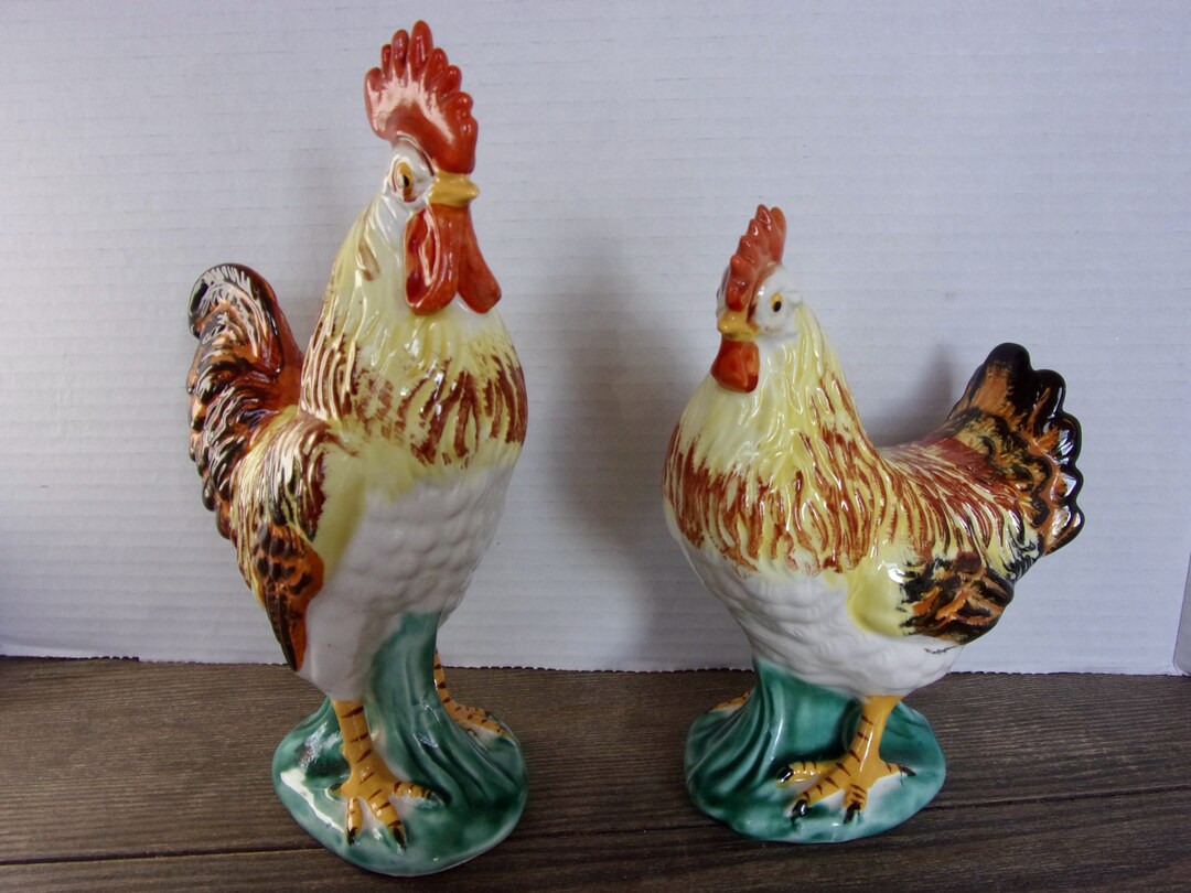 Lefton Rooster & Hen Figurines - Etsy