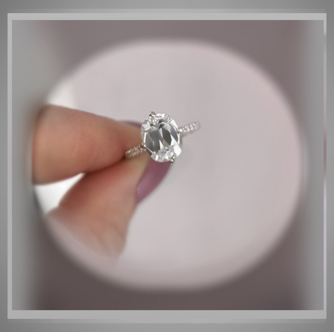 3.46 Ct Antique Cushion Cut Diamond Solitaire Compass Set Engagement ...