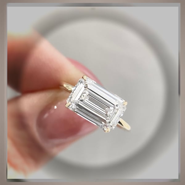 Emerald Cut East West Diamond Ring - Etsy