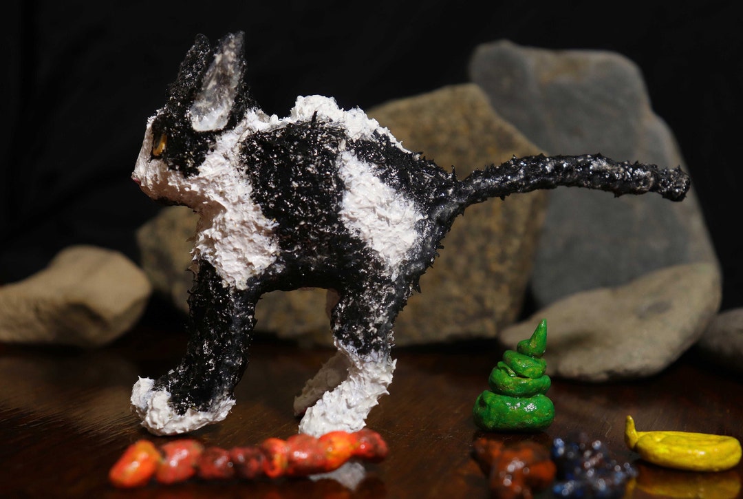 Pooping Cat Sculpture Customized Pooping Cat Figurine - Etsy