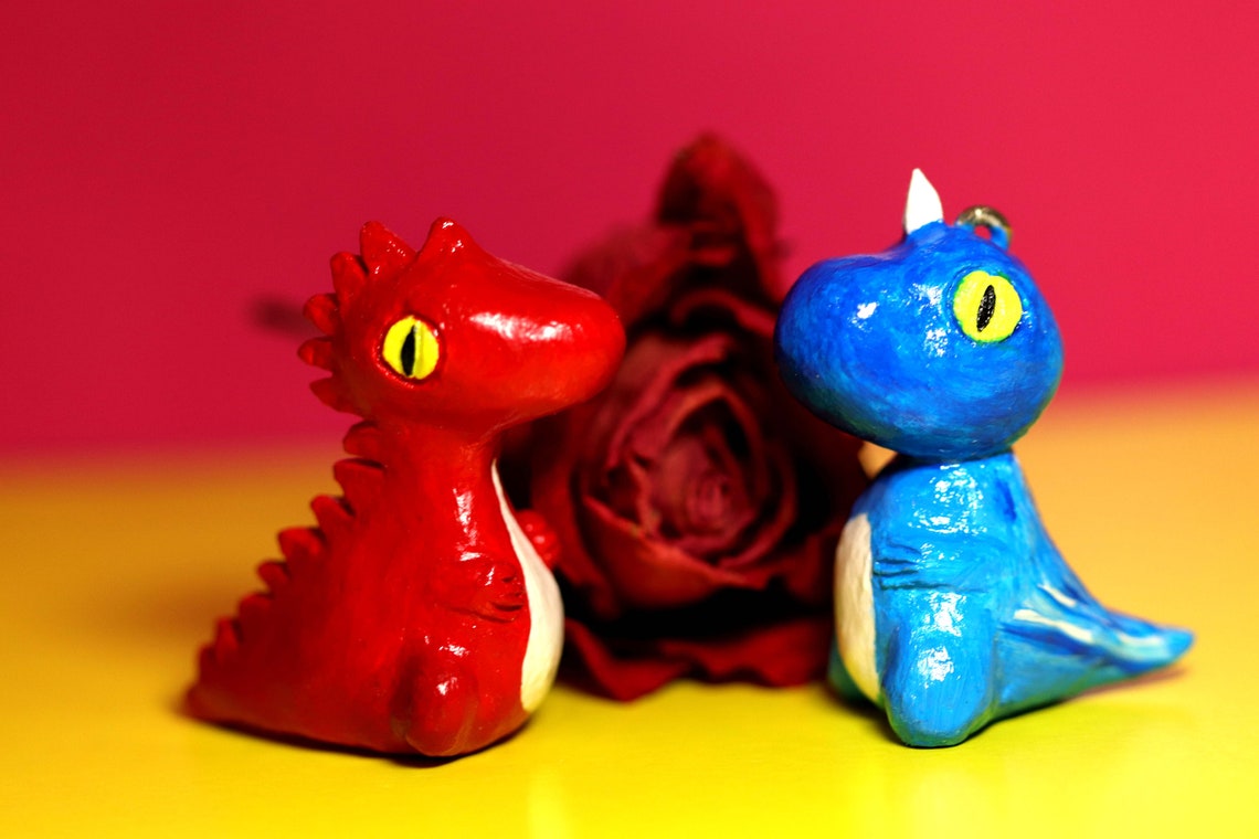 Red Baby Dragon Blue Baby Dragon Figurine Cute Baby Dragon - Etsy
