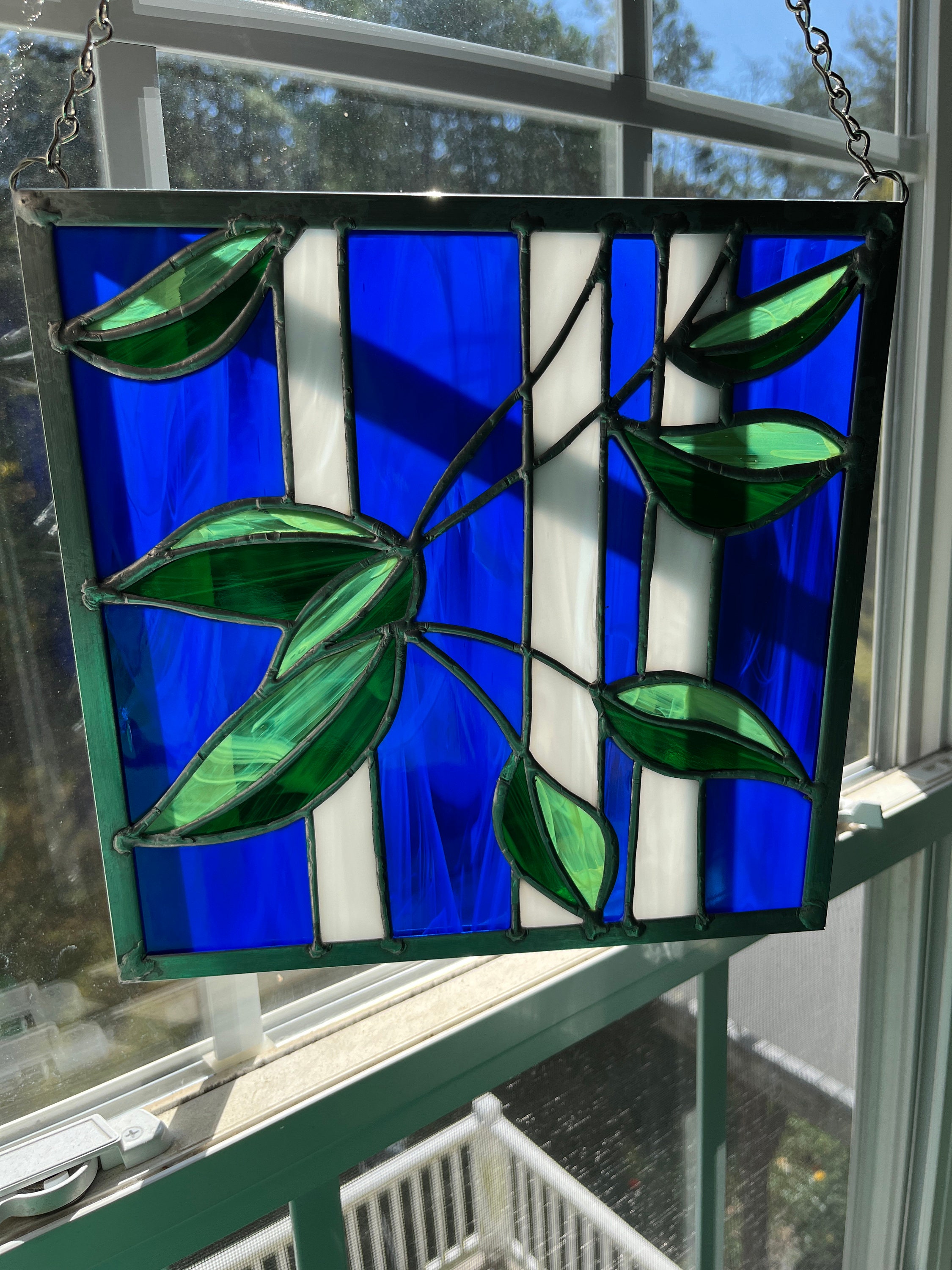 Leaves & Trees Stained Glass Panel - Etsy