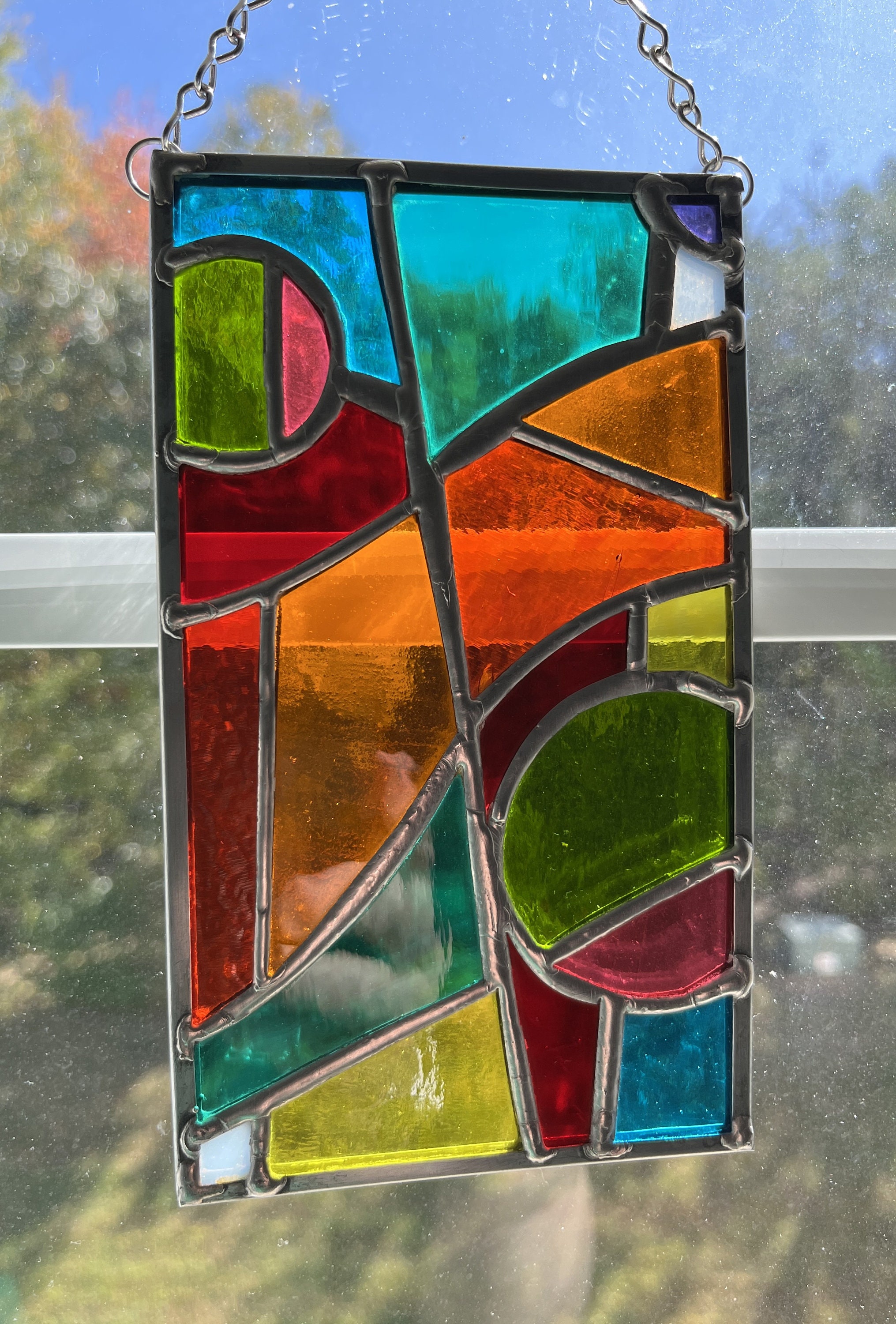 Abstract Stained Glass Panel Multi-color mini - Etsy