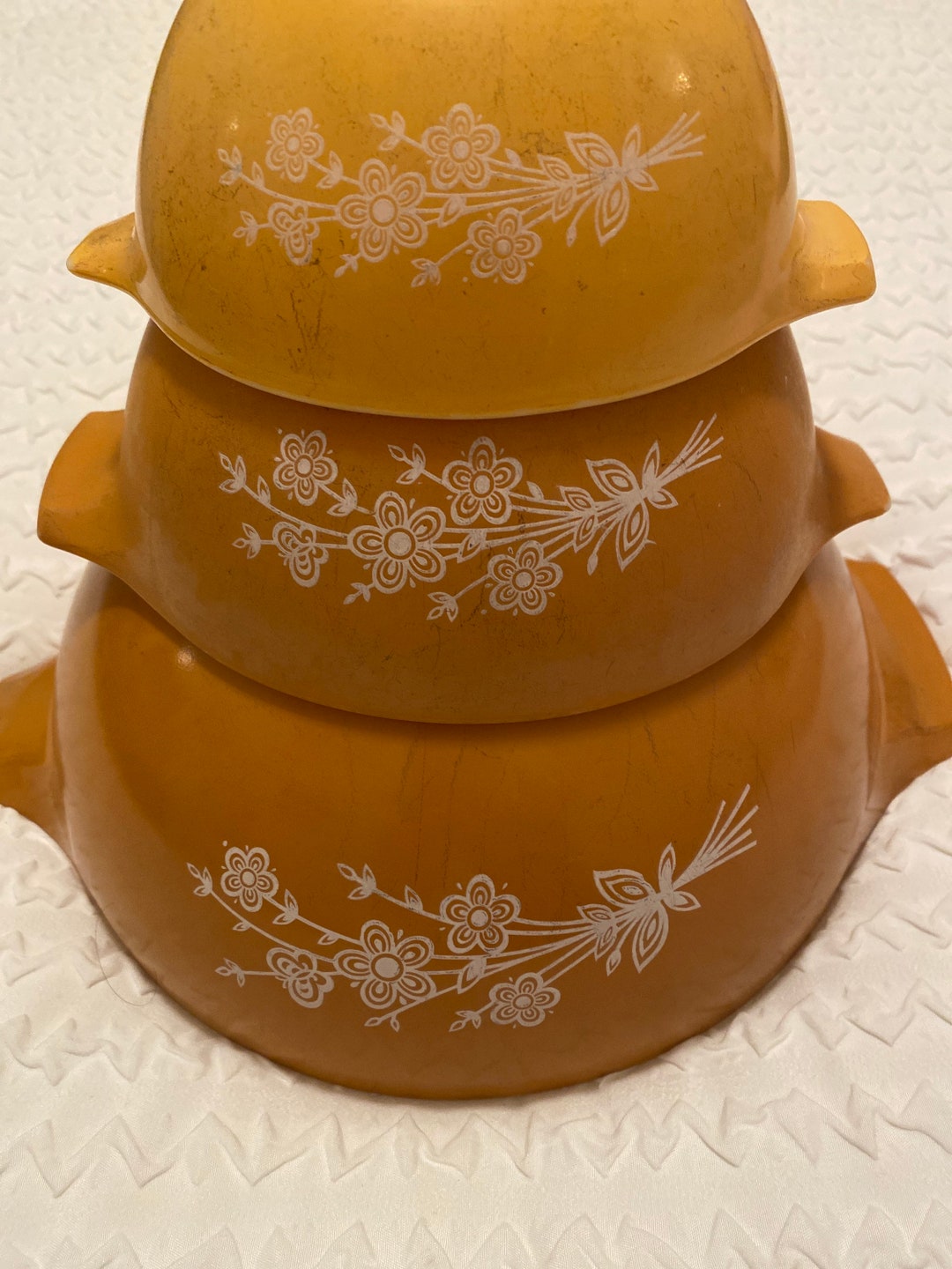 CORNING PYREX Set of 3 Vintage Nesting Serving Mixing Bowls Butterfly ...