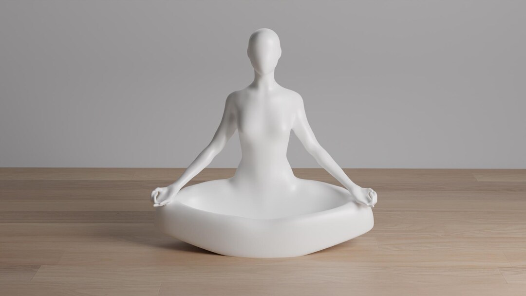 Minimalist Yoga Pose 3D Model - Zen Meditation Woman Sculpture for 3D ...