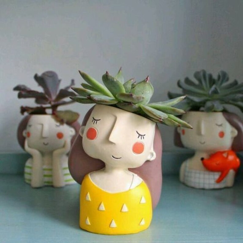 Decoration Planter Pot Cute Girl 2 Stl for 3D Printing - Etsy