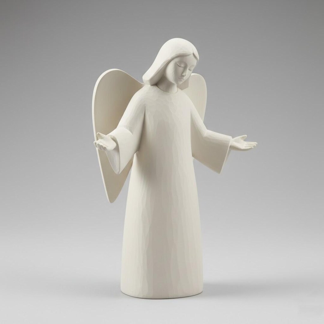 Nordic Minimalist Angel Figurine Standing With Open Arms Matte off ...