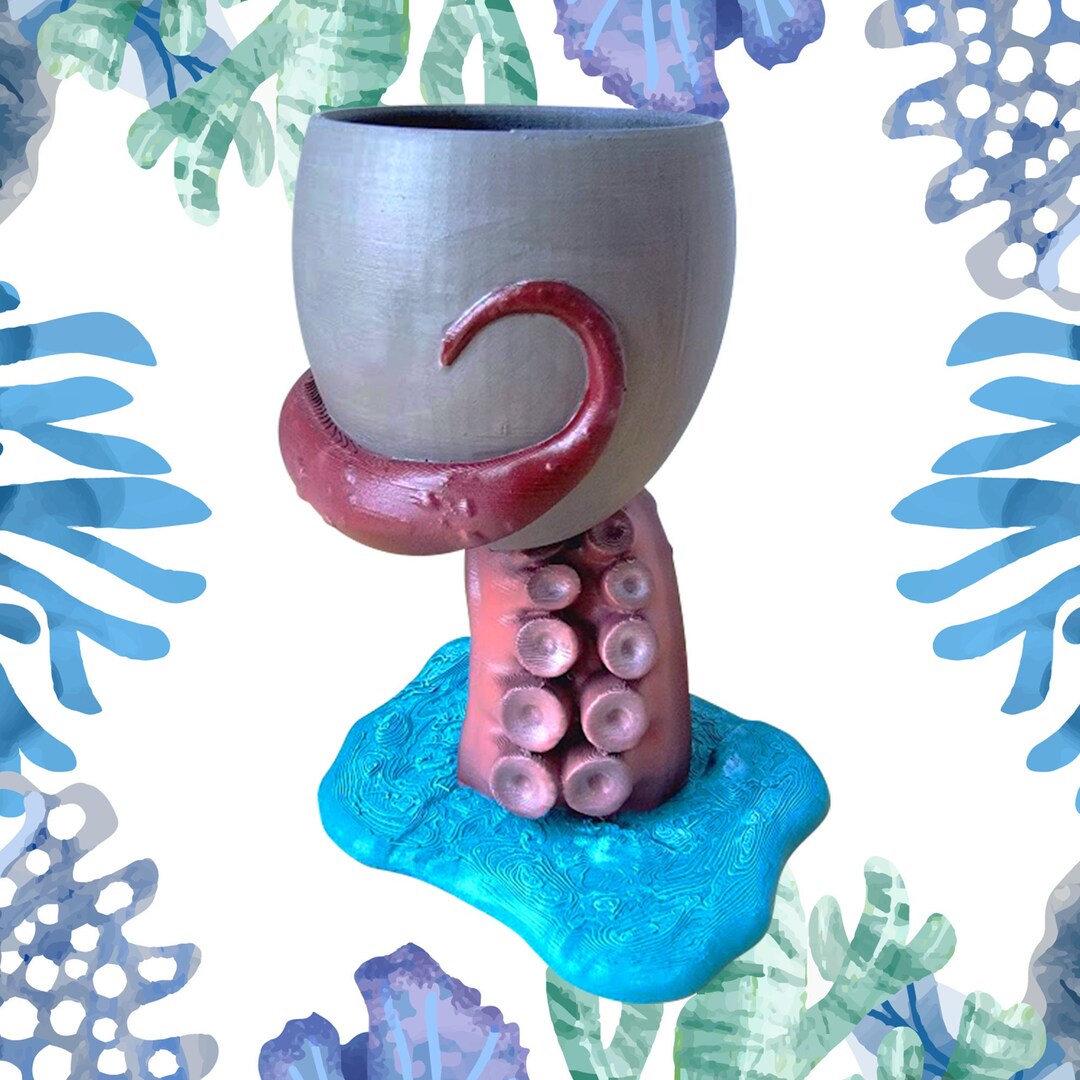 3D Printed Octopus Tentacle Goblet Unique Nautical Decor for Ocean ...
