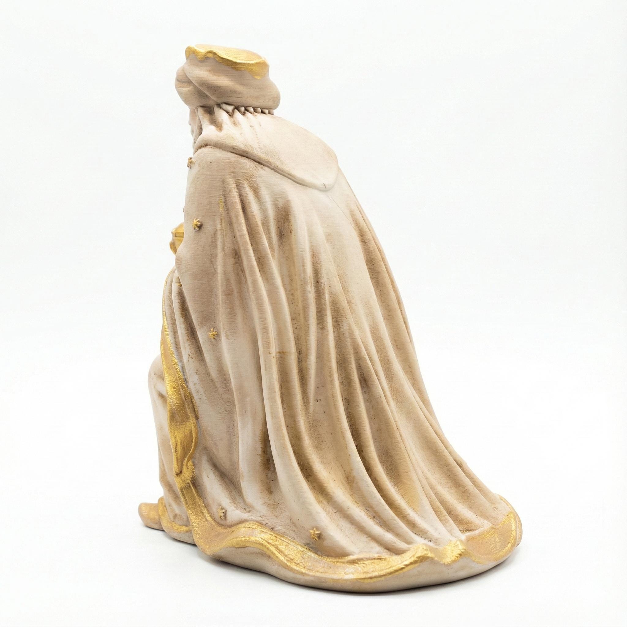 Melchior Kneeling Wise Man Figurine With Gold Accents, Hand-painted ...