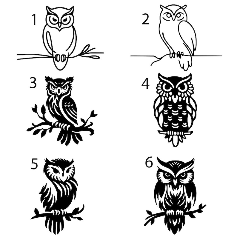 3d Printable Owl Silhouette Wall Decoration Set Six Unique Stl Files
