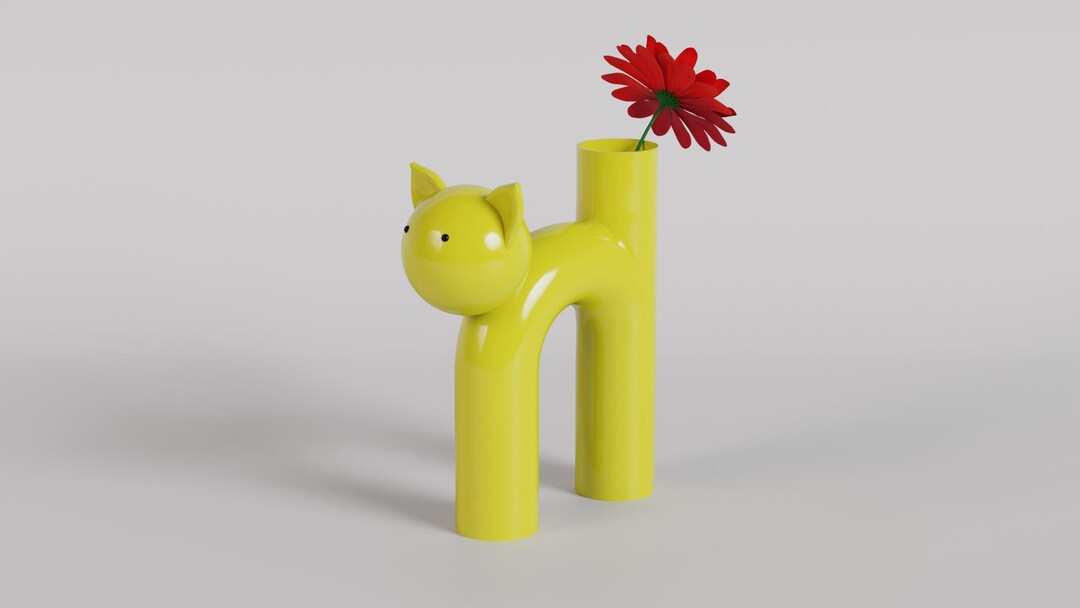 Minimalist Cat Figure Vase | 3D Printable STL File | Cute Cat-shaped ...