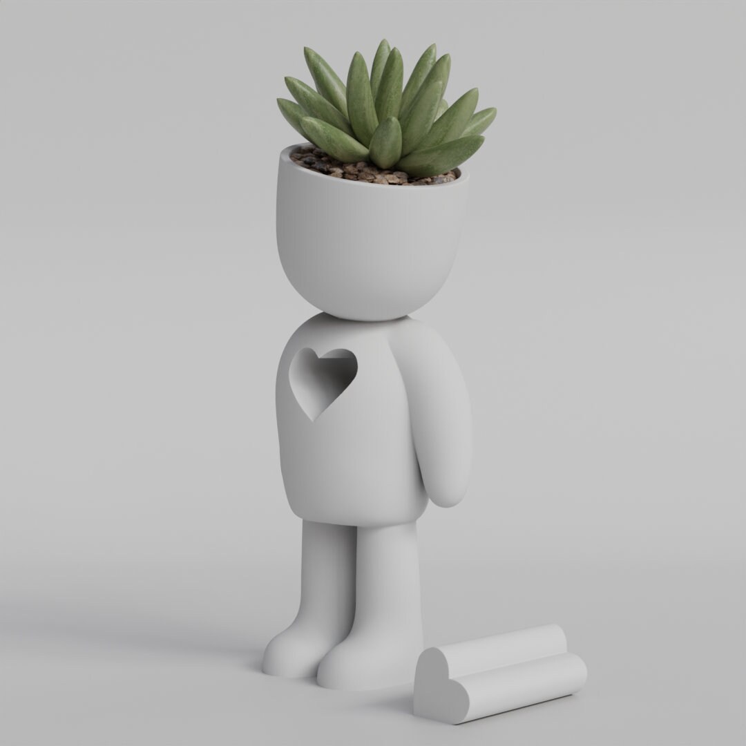 Heartfelt Character Planter - 3D Printed Succulent Pot | Cute ...