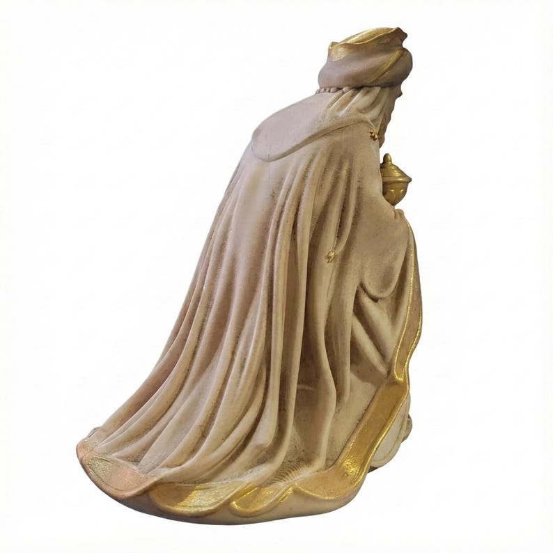 Melchior Kneeling Wise Man Figurine With Gold Accents, Hand-painted ...