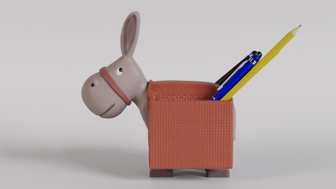 Cute 3D Printed Donkey Desk Organizer | Fun PLA Pen Holder With ...