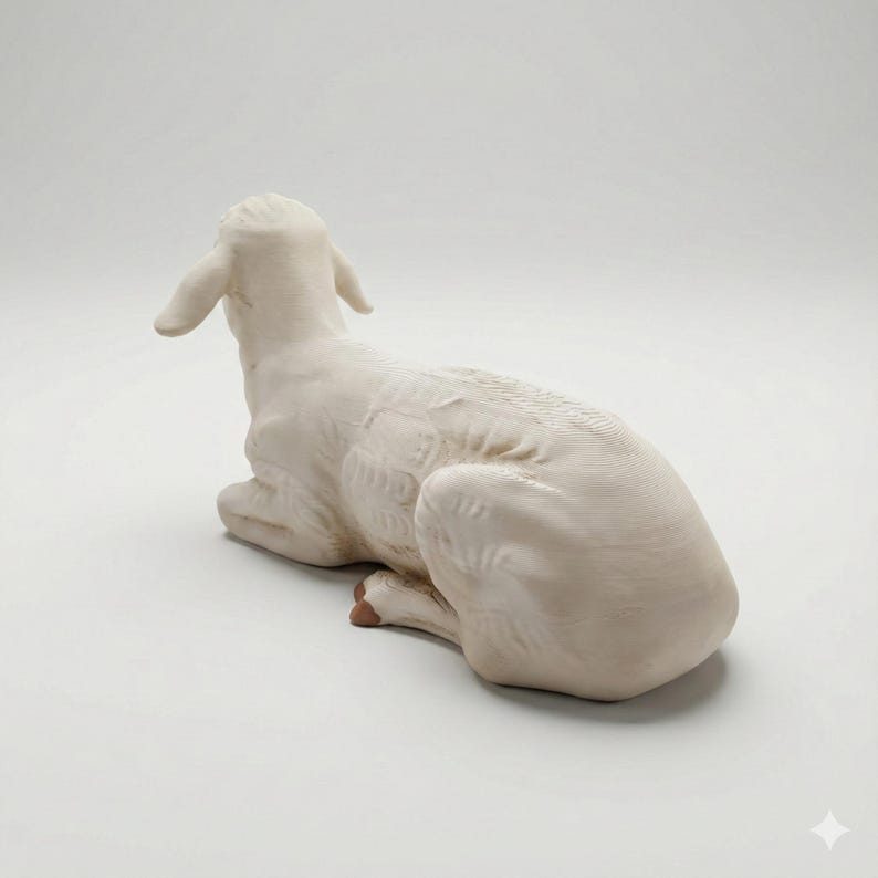 Olot Style Resting Lamb Figurine 3D Printed Nativity Sheep Companion ...