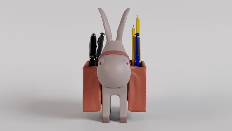 Cute Donkey Desk Organizer STL File for 3D Printing | Two-part Pen ...