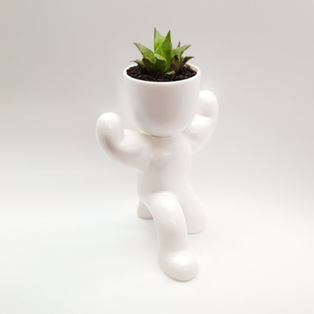 Strong Man 3D Printed Planter - Fun and Unique Muscle Man Planter for ...