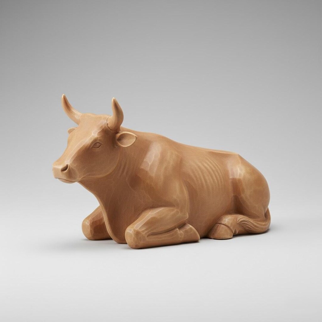 Nordic Scandinavian Nativity Ox Figurine Minimalist Lying Down 3D ...