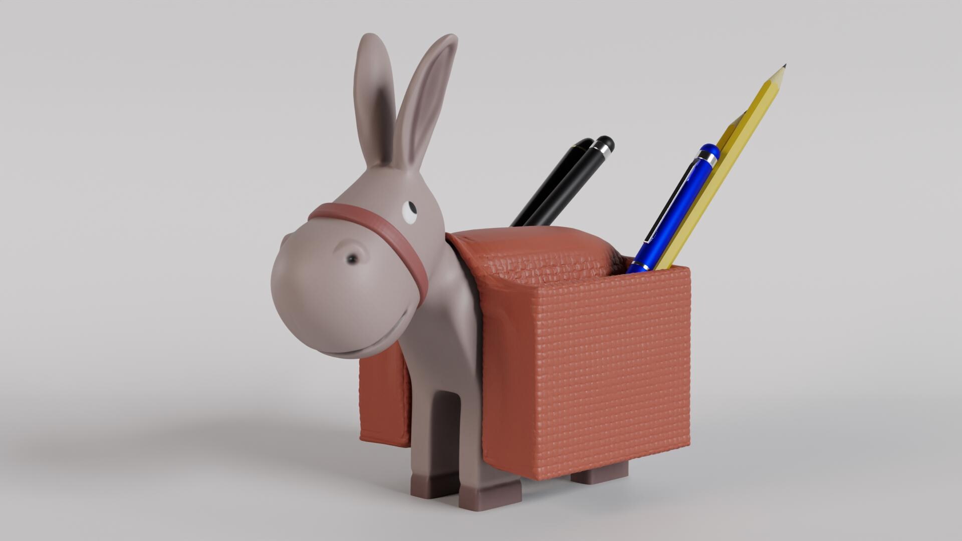 Cute Donkey Desk Organizer STL File for 3D Printing | Two-part Pen ...