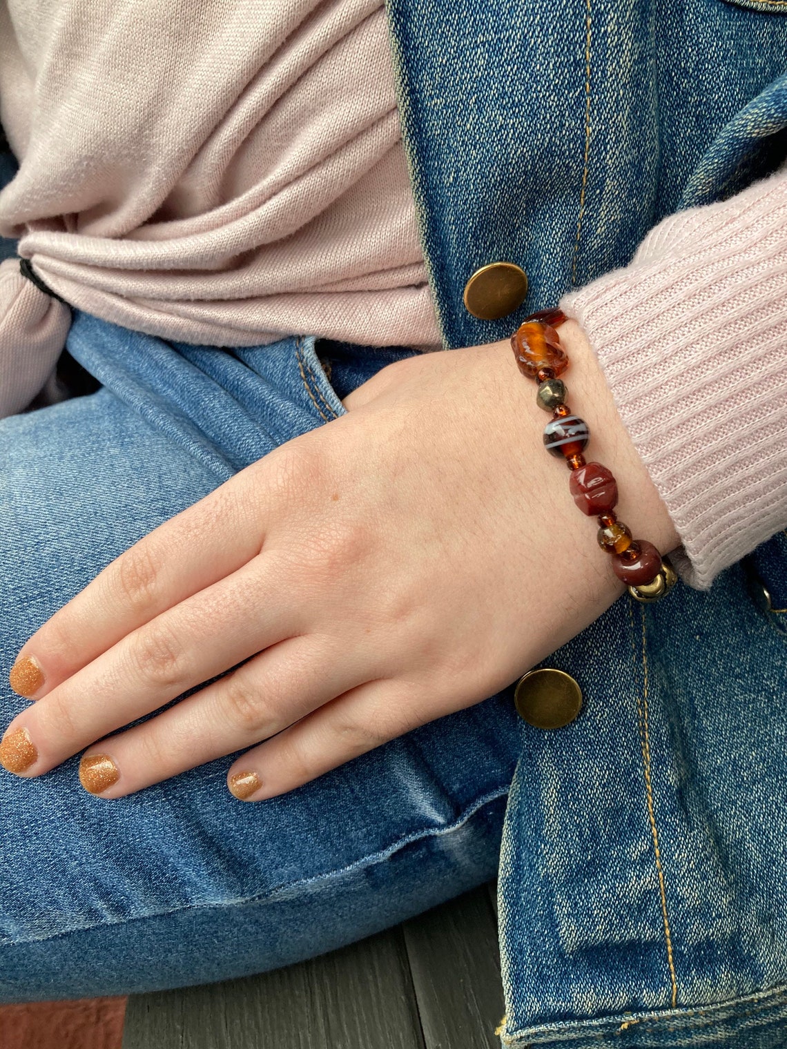 Beaded Bracelet, Stretchy Bracelet, Women’s Elastic Bracelet, Stacking ...