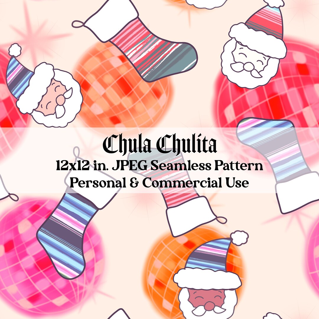 Boho Santa Claus Seamless JPEG File, Sarape Santa Hat Seamless, Sarape ...
