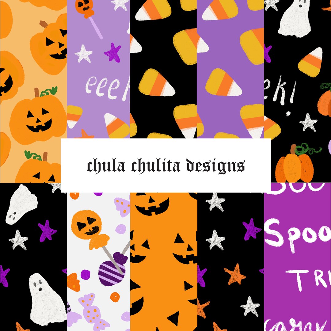 Halloween Seamless JPEG File Pack, Ghost Seamless, Candy Corn Seamless ...