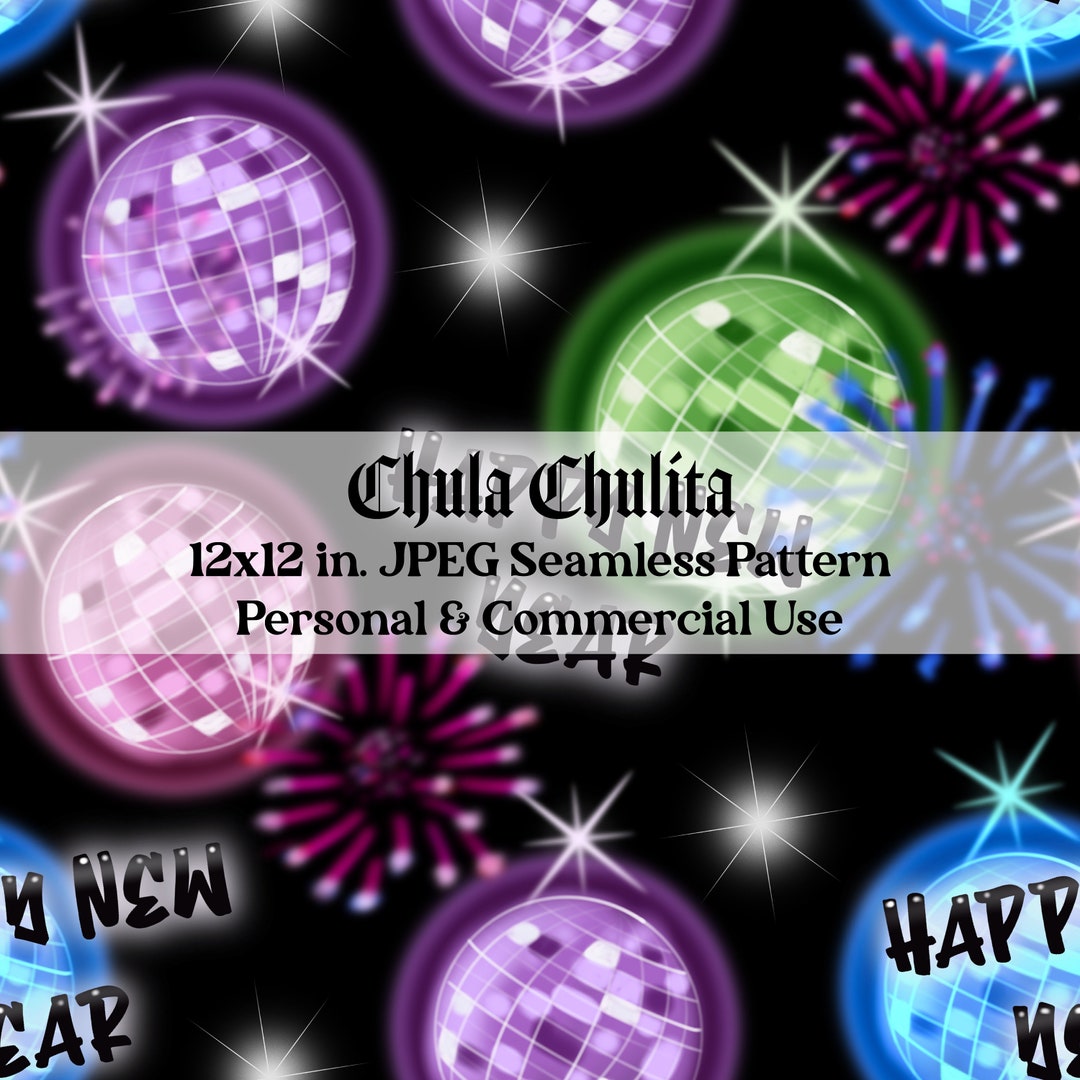 Happy New Year Airbrush Disco Ball Seamless JPEG File, 2000s Airbrush ...